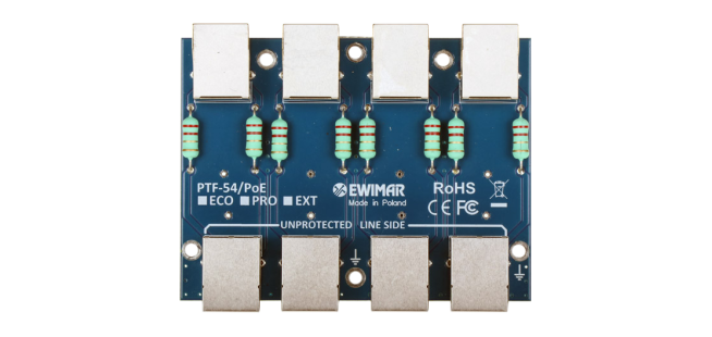 4-kanałowy ogranicznik przepięć w sieci Ethernet 10/100 Mb/s PTF-54-PRO ...